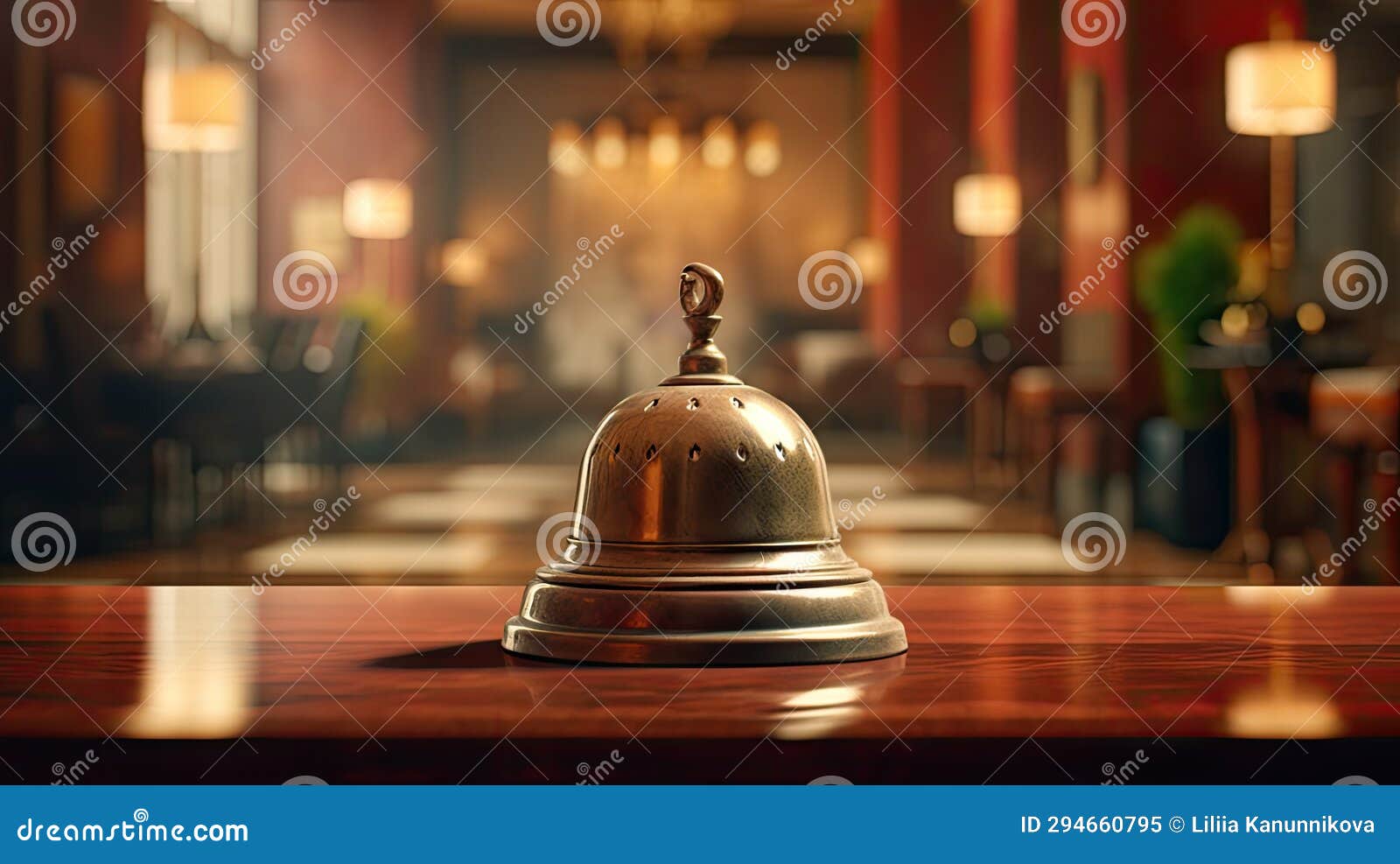 A Hotel Service Bell Elegantly Placed on a Pristine White Glass Table ...