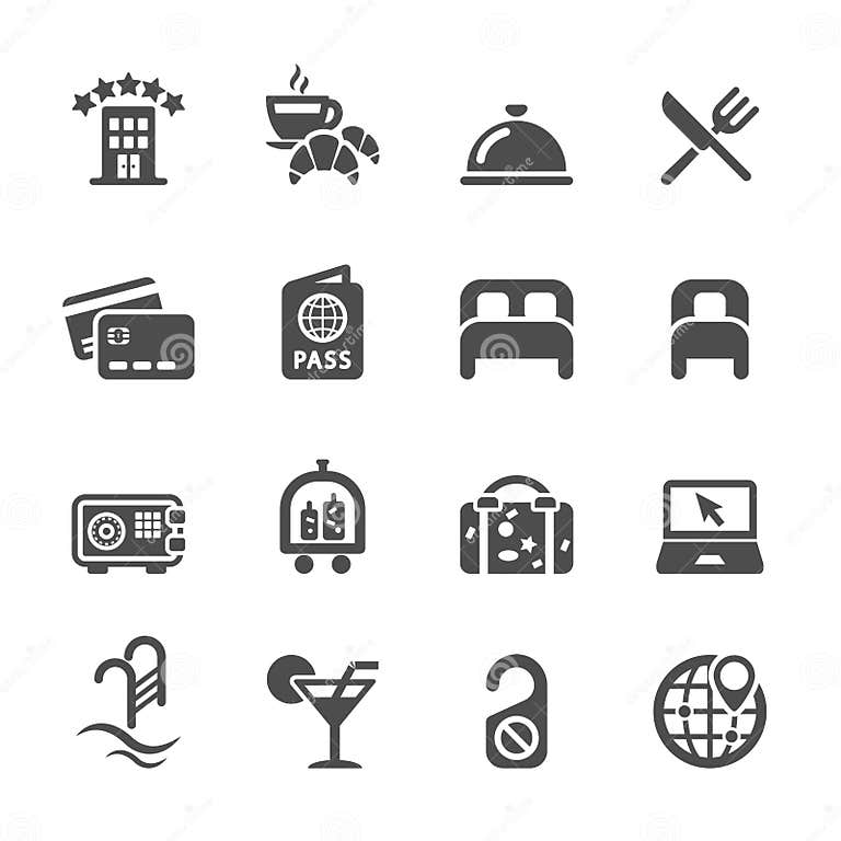 Hotel Service Icon Set, Vector Eps10 Stock Vector - Illustration of ...