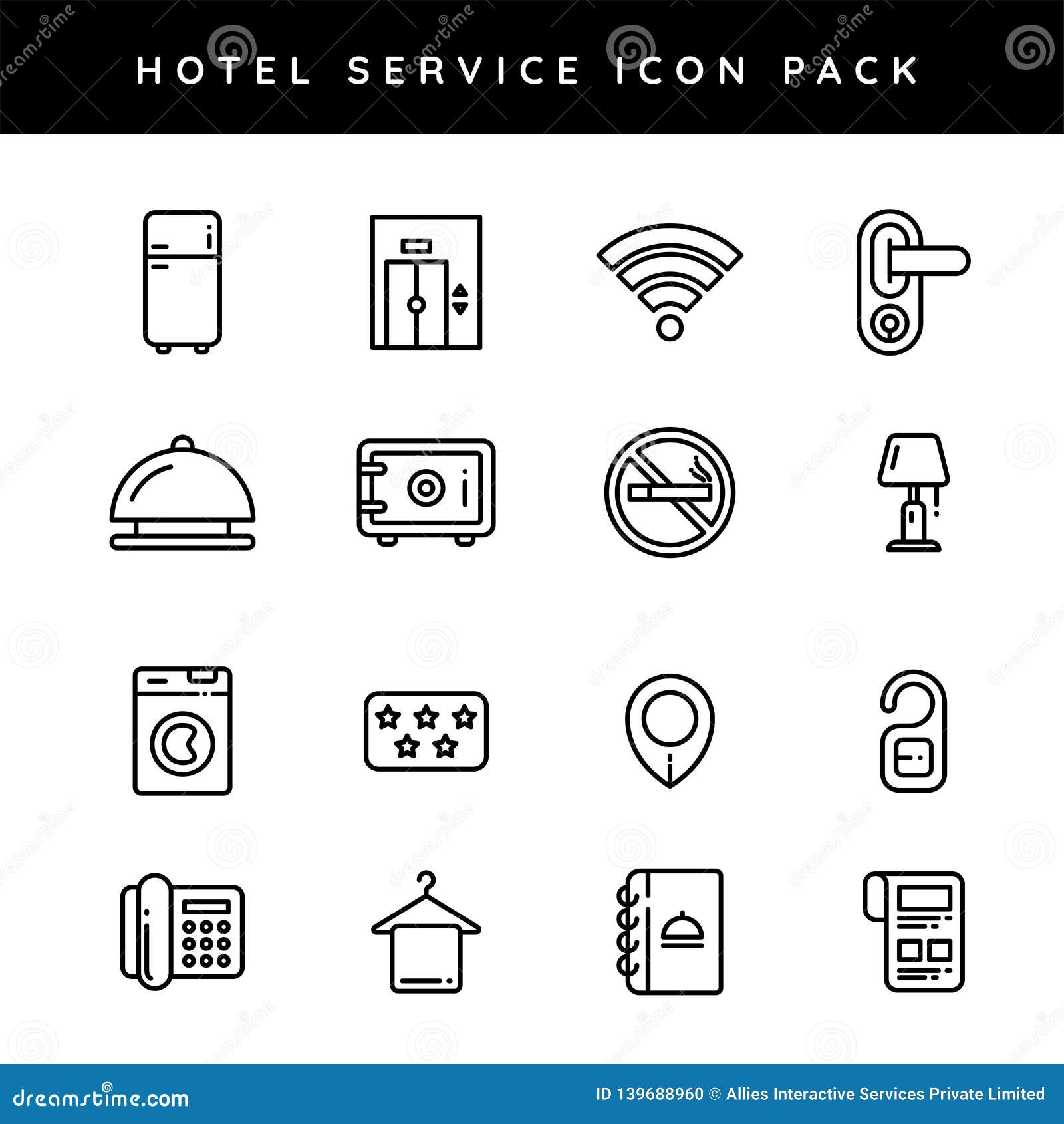 Hotel Service Icon Set on White. Stock Illustration - Illustration of ...