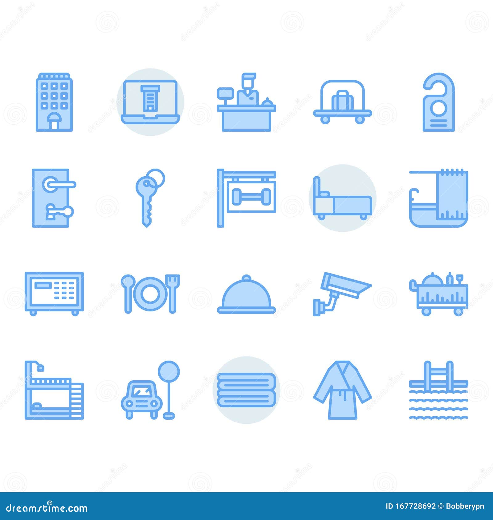 Hotel Service Icon and Symbol Set Stock Vector - Illustration of bell ...