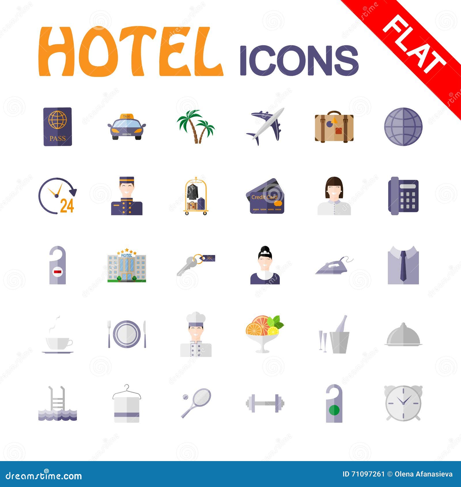 Hotel service icons. stock vector. Illustration of plate - 71097261
