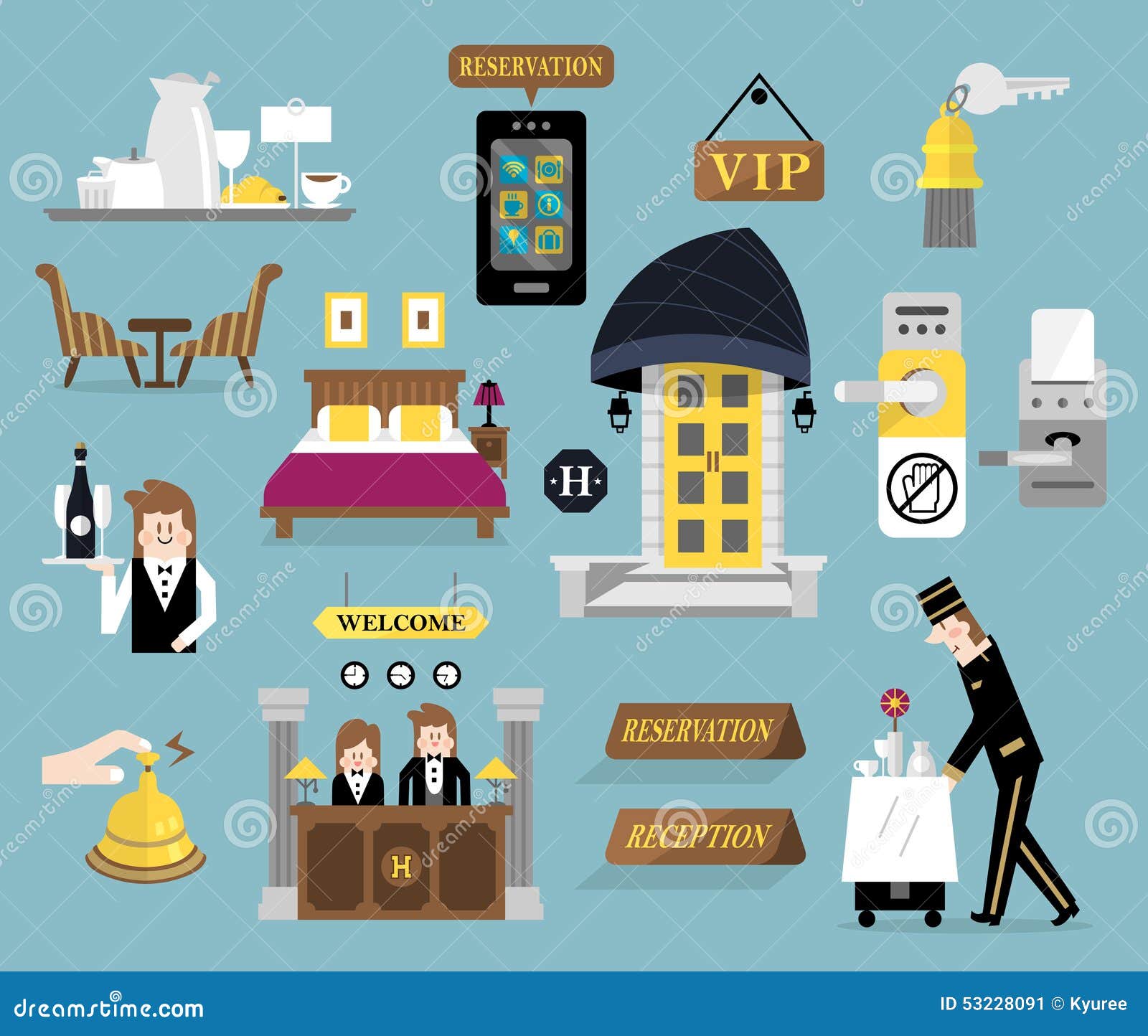 Hotel service set B stock illustration. Illustration of baggage - 53228091