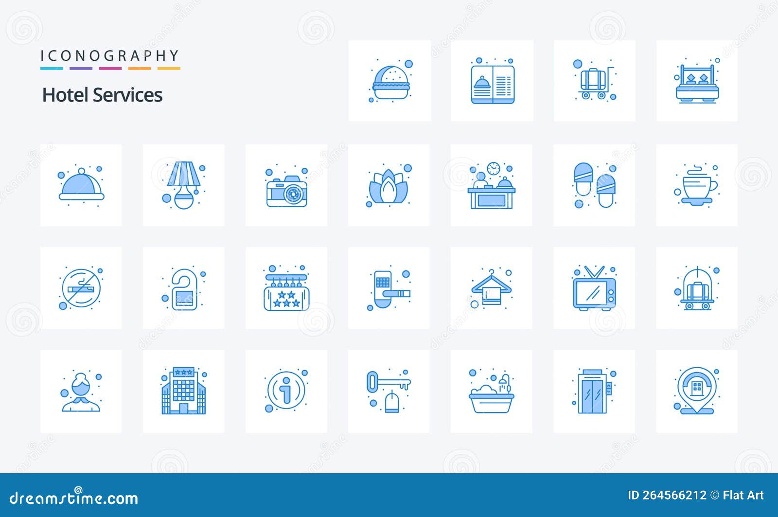 25 Hotel Services Blue Icon Pack Stock Vector - Illustration of smoking ...