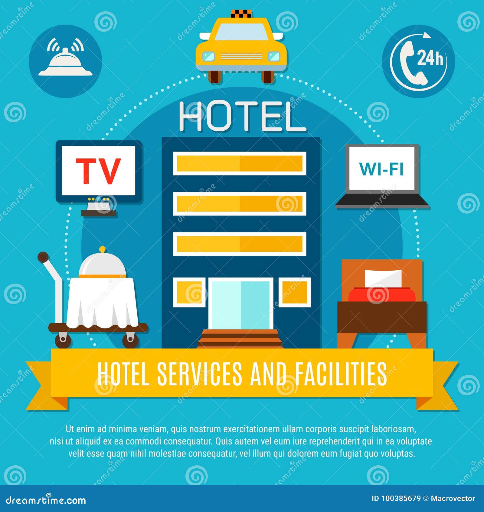 Hotel Services and Facilities Vector Illustration Stock Vector ...