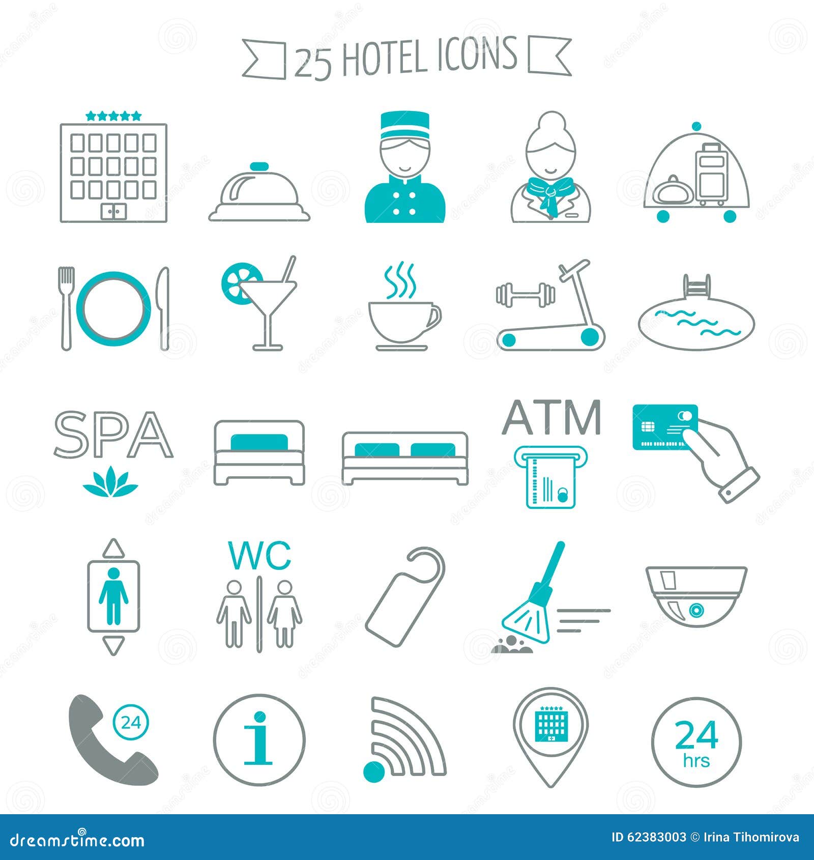 Hotel Services Icons. Modern Line Icons. Flat Design Stock Illustration ...