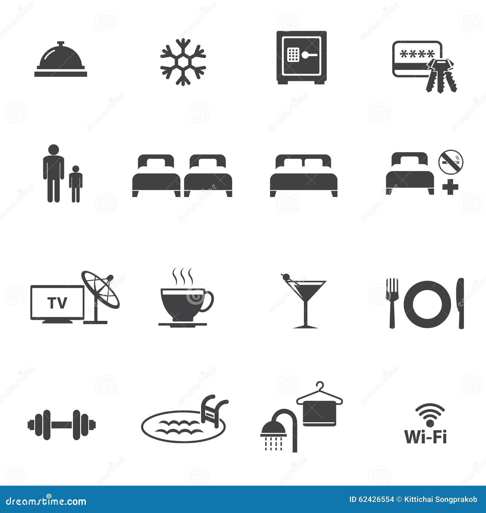 Hotel Services Icons set stock vector. Illustration of element - 62426554
