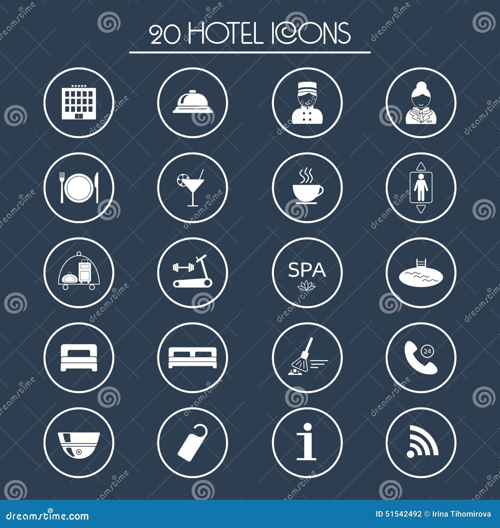 20 Hotel Services Icons. Silhouette Stock Vector - Illustration of ...