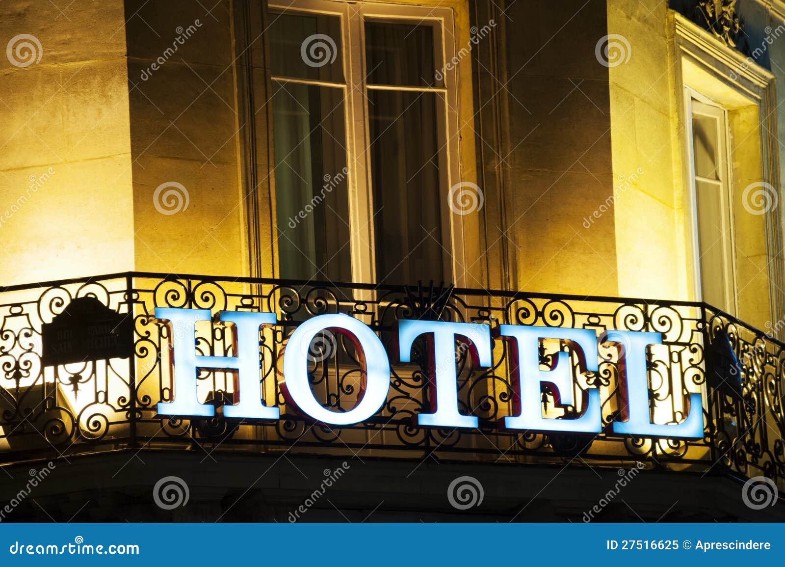 Hotel sign stock image. Image of evening, city, travel - 27516625
