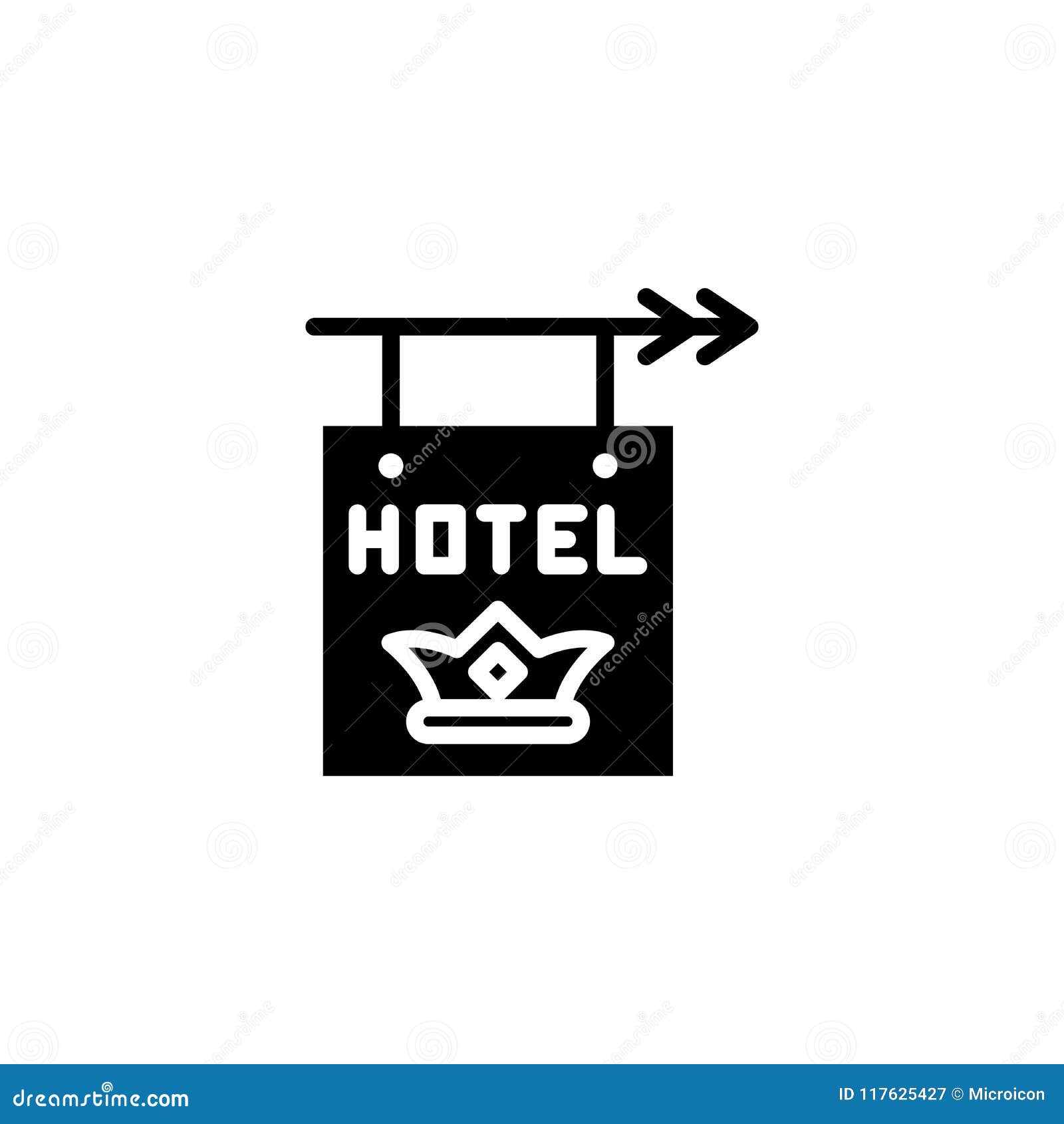 Hotel Sign Black Icon Concept. Hotel Sign Flat Vector Symbol, Sign ...