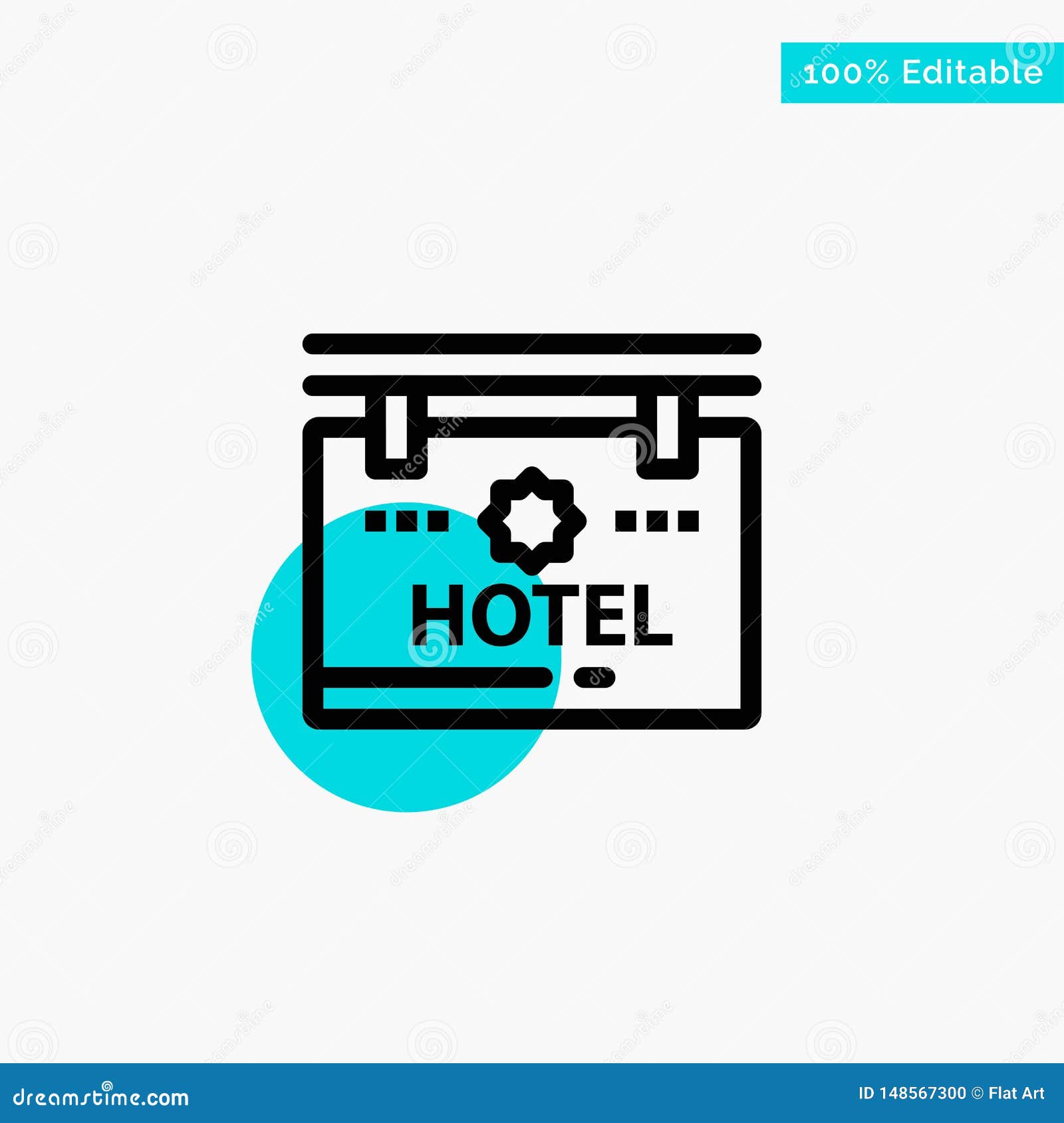 Hotel, Sign, Board, Location Turquoise Highlight Circle Point Vector ...