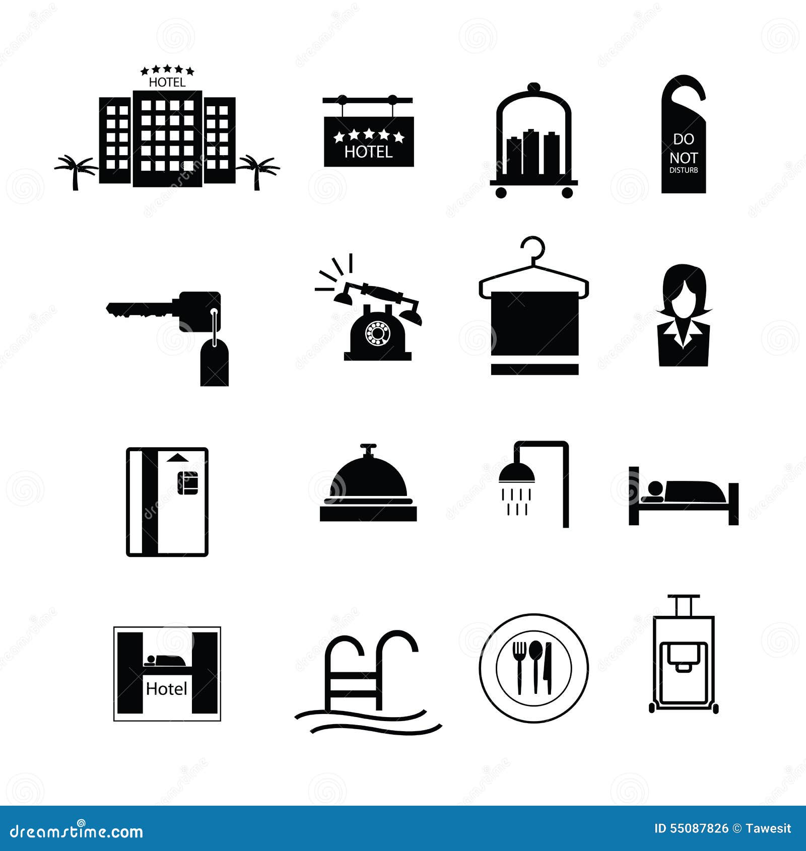 Hotel sign icons vector stock vector. Illustration of morning - 55087826