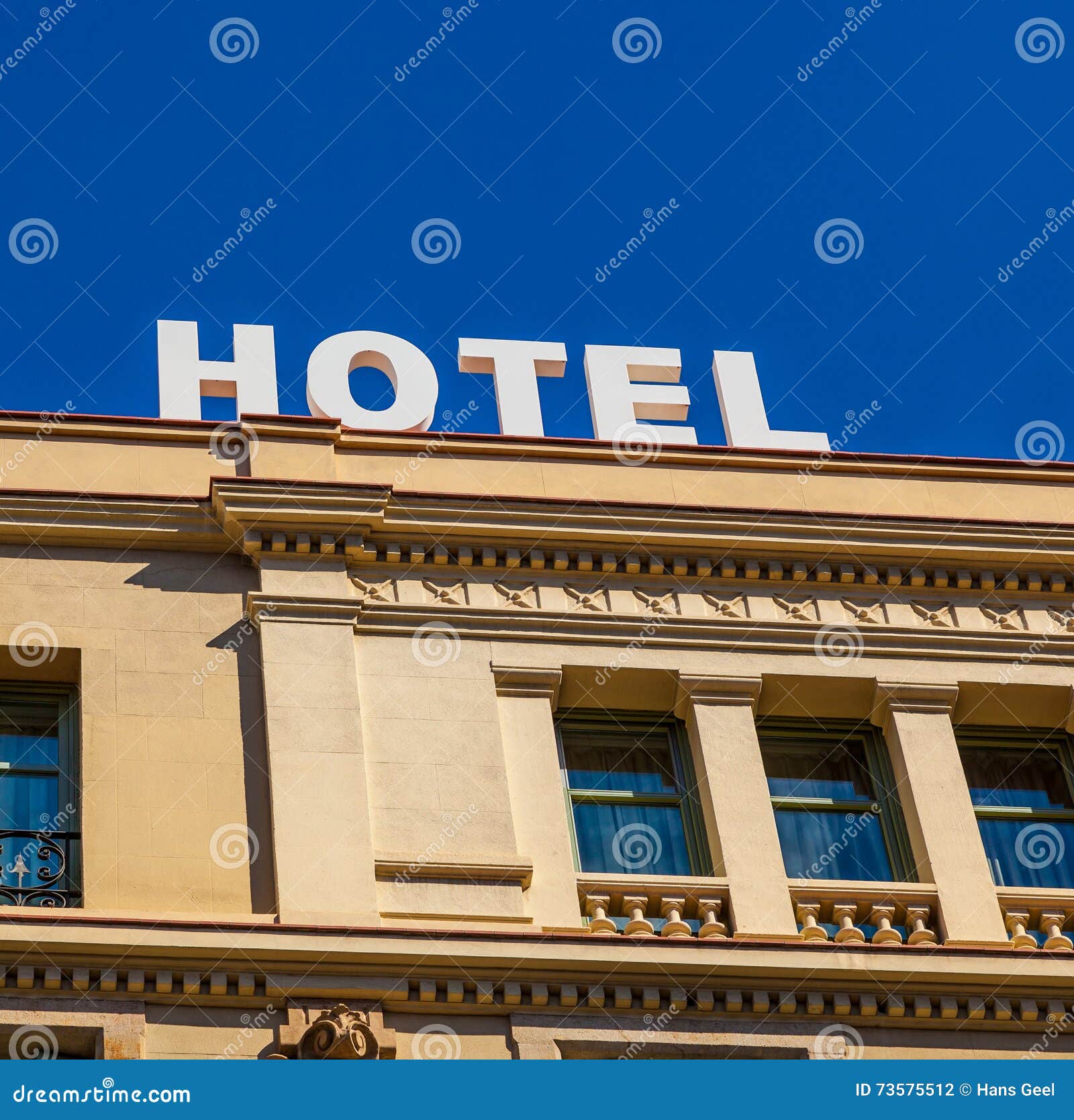 Hotel sign stock photo. Image of morning, front, decoration - 73575512