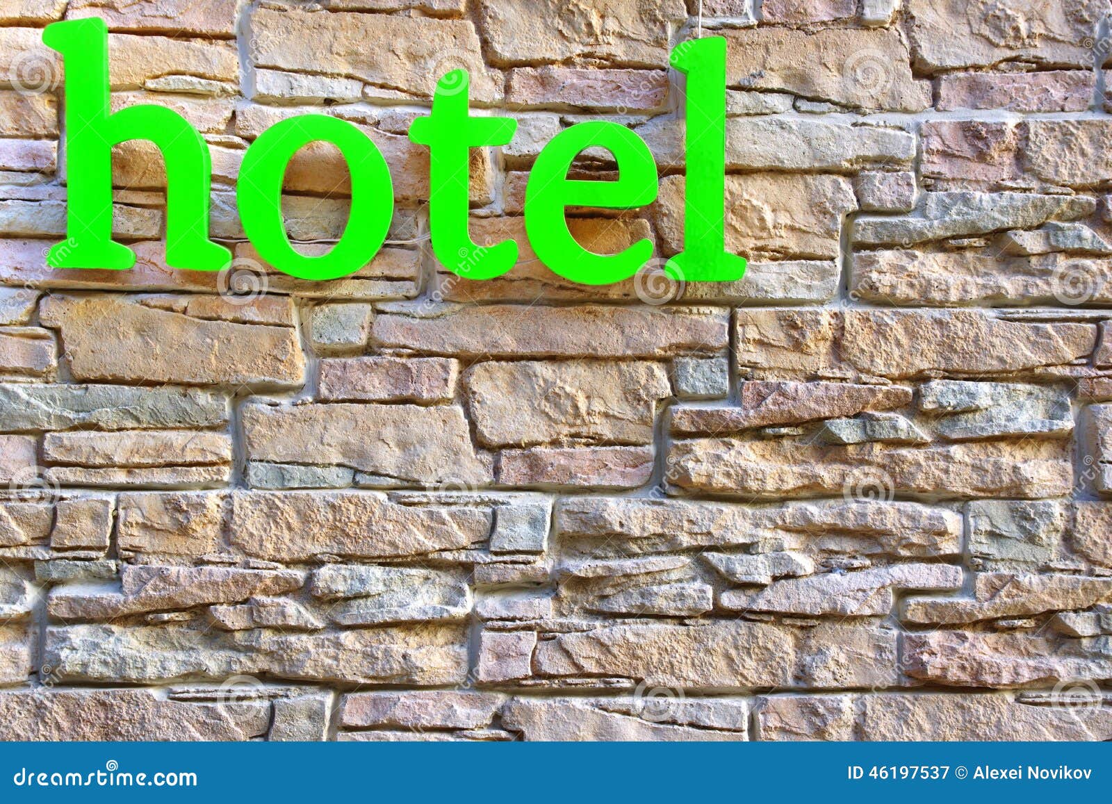 Hotel Sign on Stone Tiled Wall Stock Image - Image of faasect, marble ...