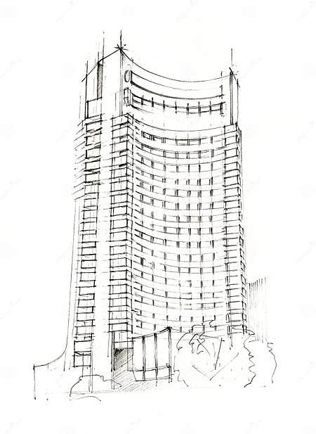 Hotel Sketch stock illustration. Illustration of facade - 25492464