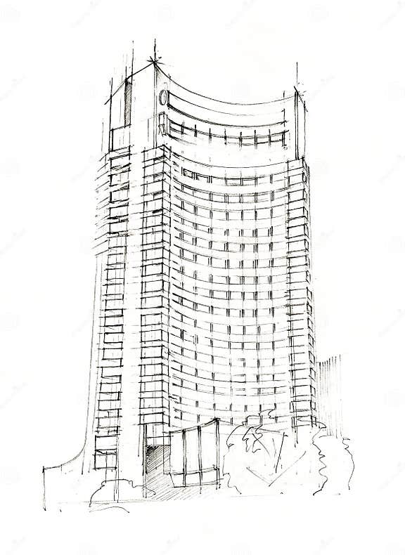 Hotel Sketch stock illustration. Illustration of facade - 25492464