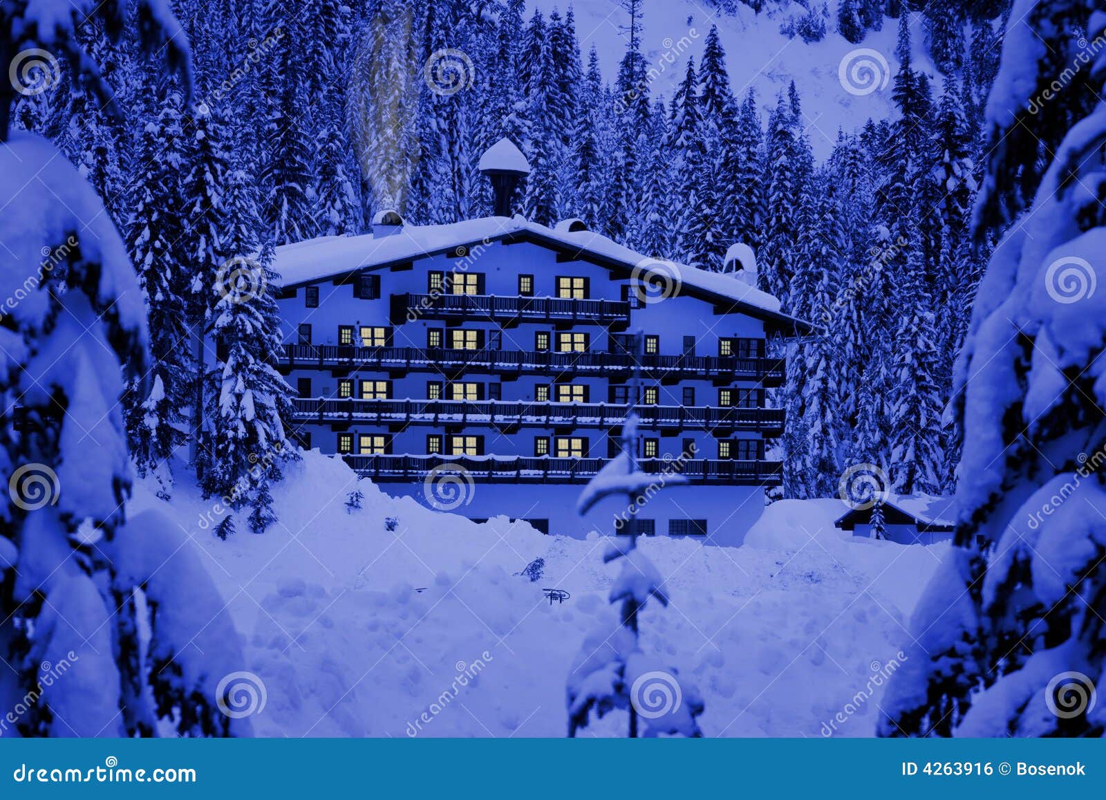 Hotel In Snow Picture. Image: 4263916
