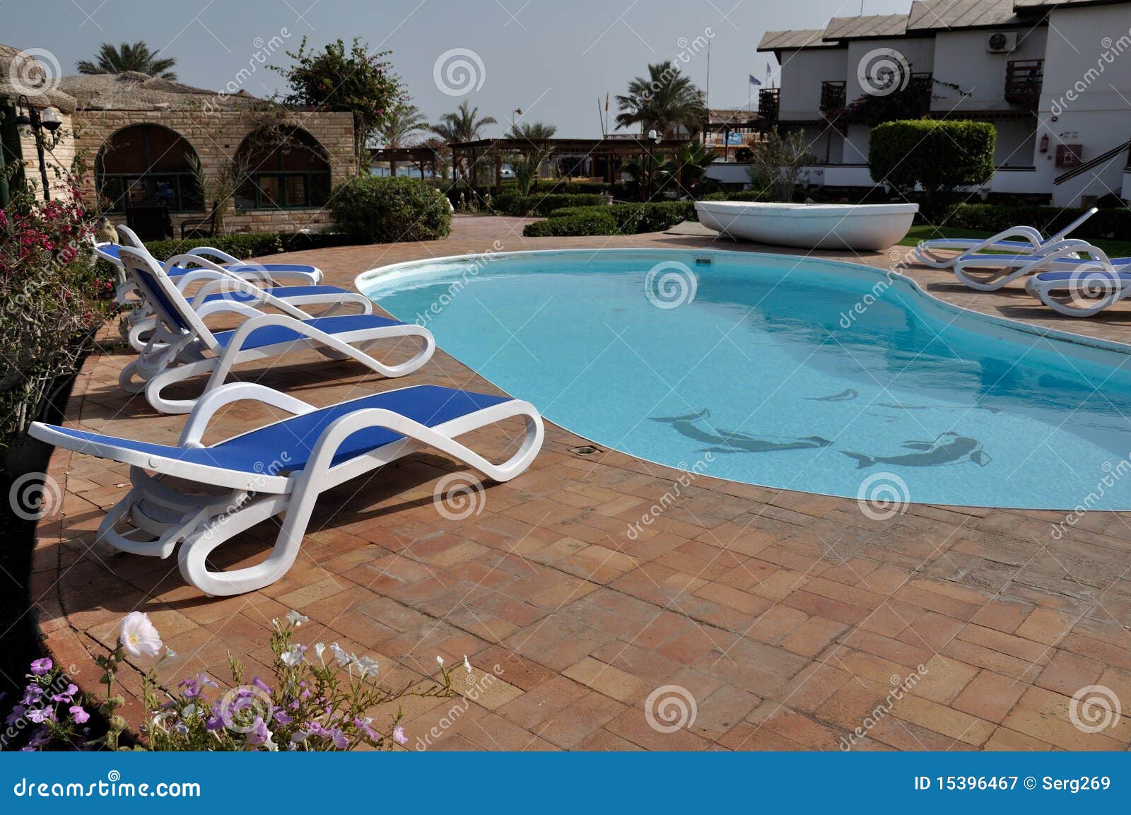 Hotel Swimming Pool in the Back Yard Stock Image - Image of marble ...