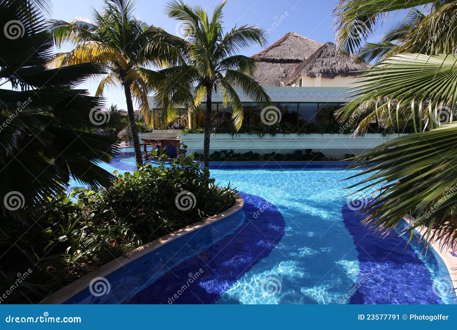Hotel Swimming Pool in Mexico Stock Image - Image of hotel, resort ...