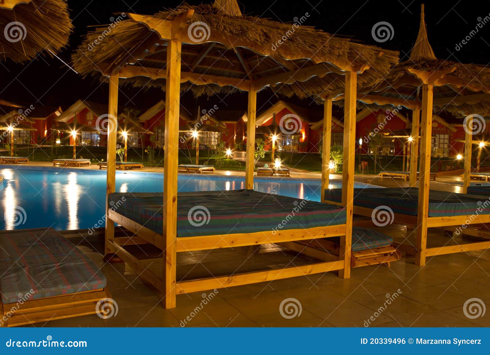 Hotel Swimming Pool at Night Stock Photo - Image of reflecting, blue ...