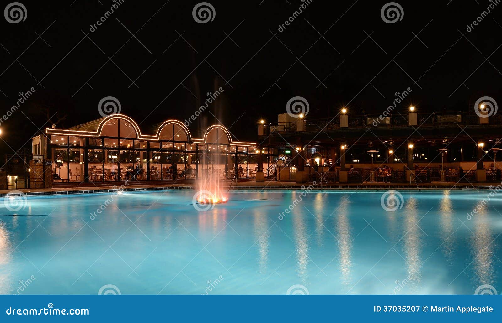 Hotel Swimming Pool at Night Stock Image - Image of night, luxurious ...