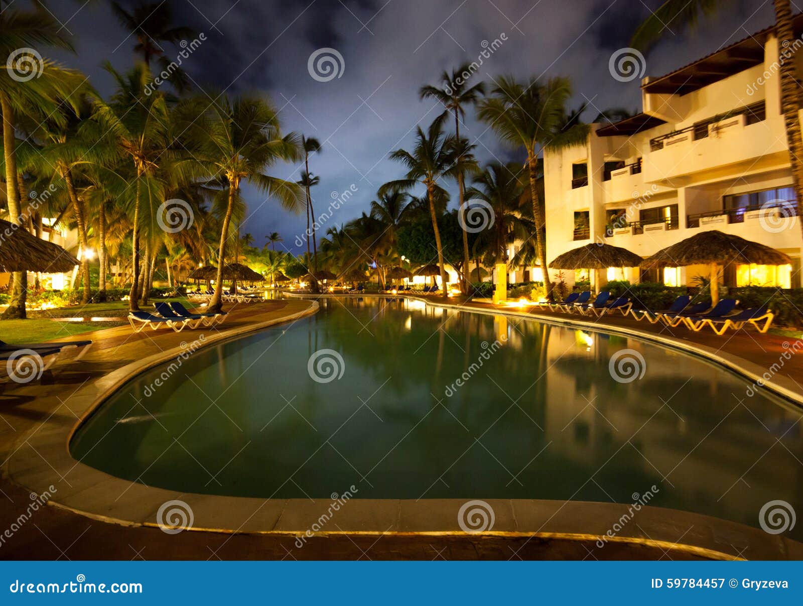 Hotel Swimming Pool at Night Stock Image - Image of design, pattaya ...