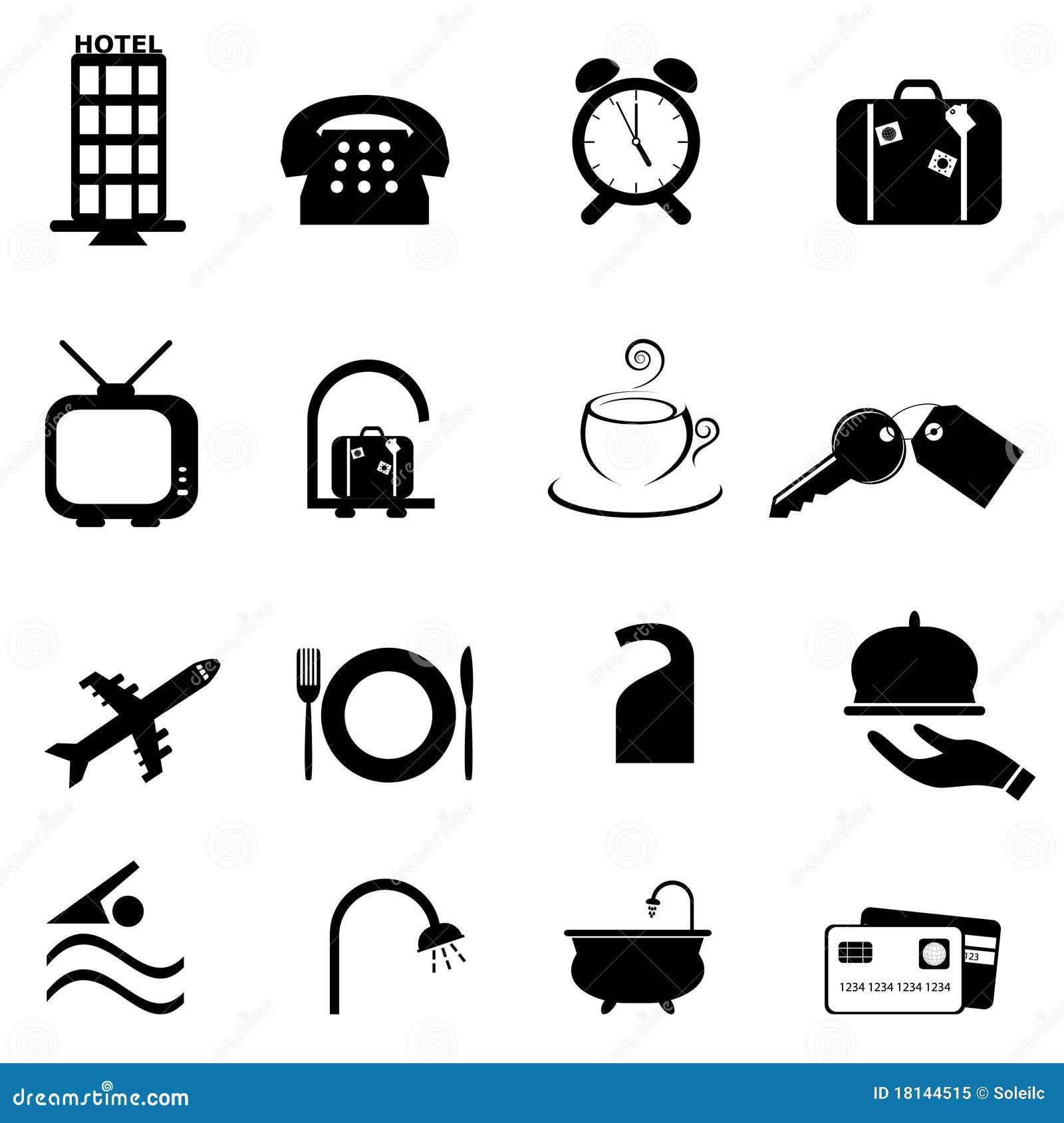 Hotel Symbols Icon Set Cartoon Vector | CartoonDealer.com #18227601