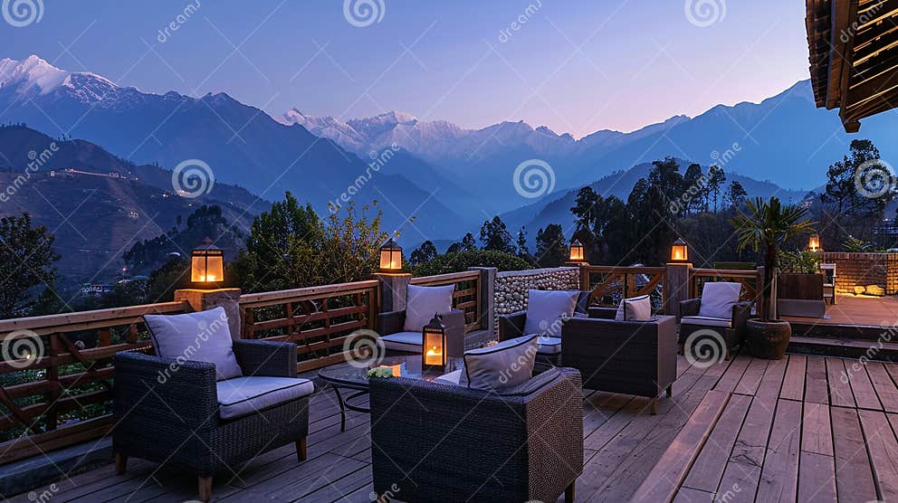 Hotel Terrace Featuring Seating with Mountain View and Romantic ...