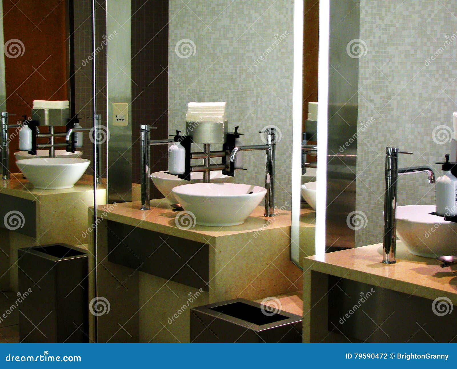 Hotel restroom stock photo. Image of reflection, basin - 79590472