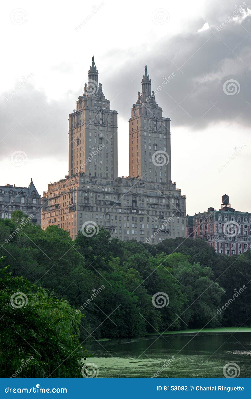 Hotel Towering Over Central Park Stock Photo - Image of lake, stone ...