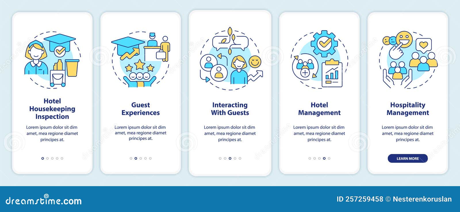 Hotel Training Programs Onboarding Mobile App Screen Stock Vector ...