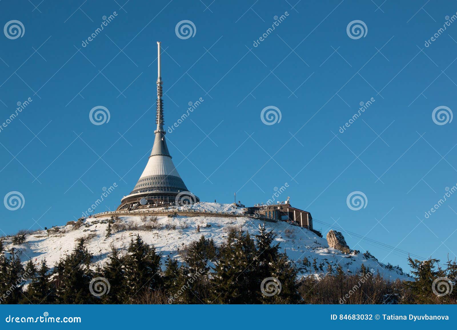 Hotel and Transmitter Jested in Winter Time, Liberec Stock Photo ...