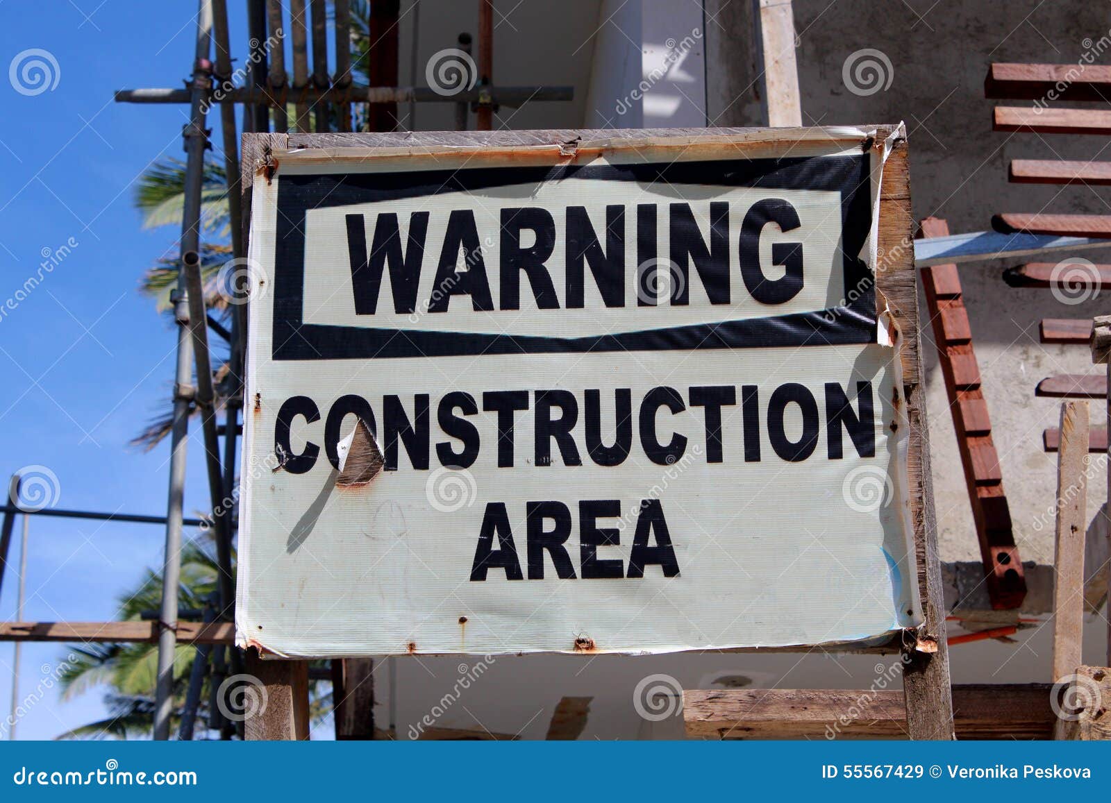 Hotel Under Construction, Warning Sign Stock Image - Image of ...