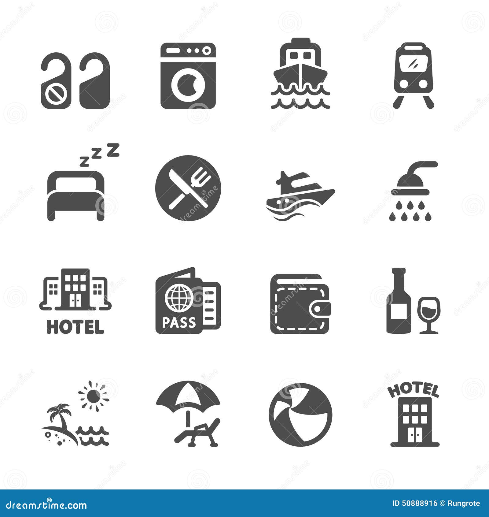 Hotel and Vacation Icon Set, Vector Eps10 Stock Vector - Illustration ...