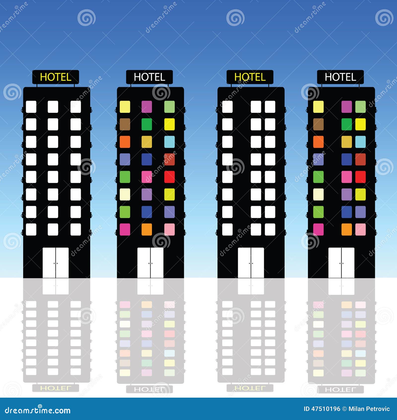Hotel Vector Art Illustration in Blue Stock Vector - Illustration of ...