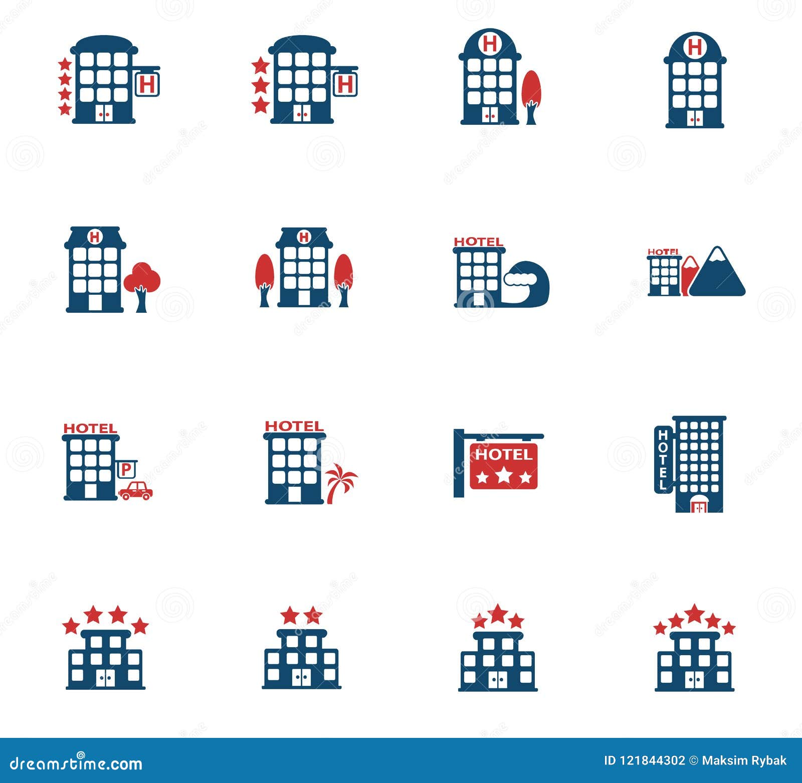 Hotel color icon set stock vector. Illustration of icon - 121844302