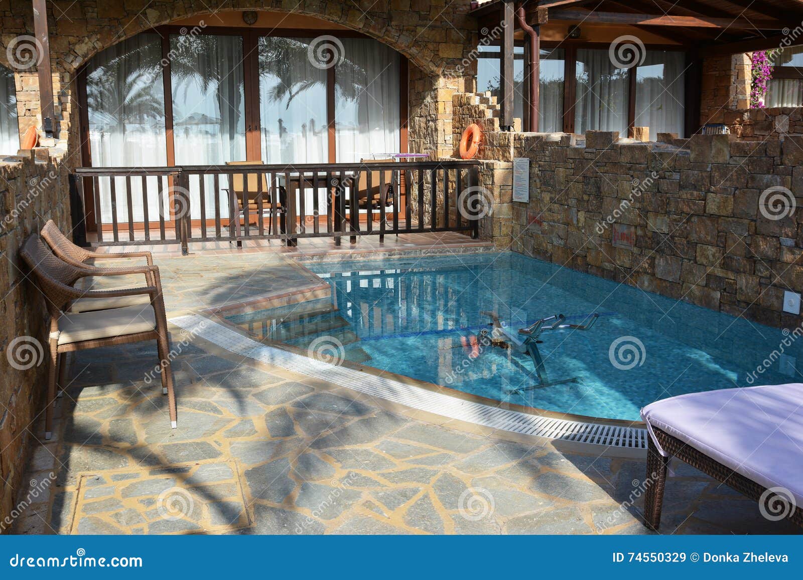 Hotel Veranda and Swimming Pool Stock Image - Image of greece, leisure ...