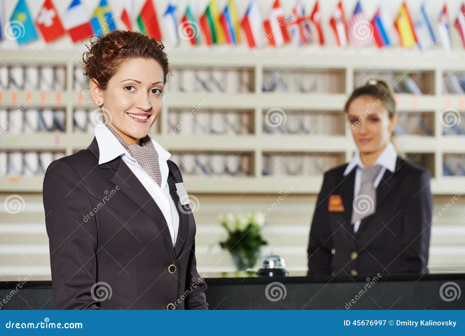 Hotel worker on reception stock image. Image of pension - 45676997