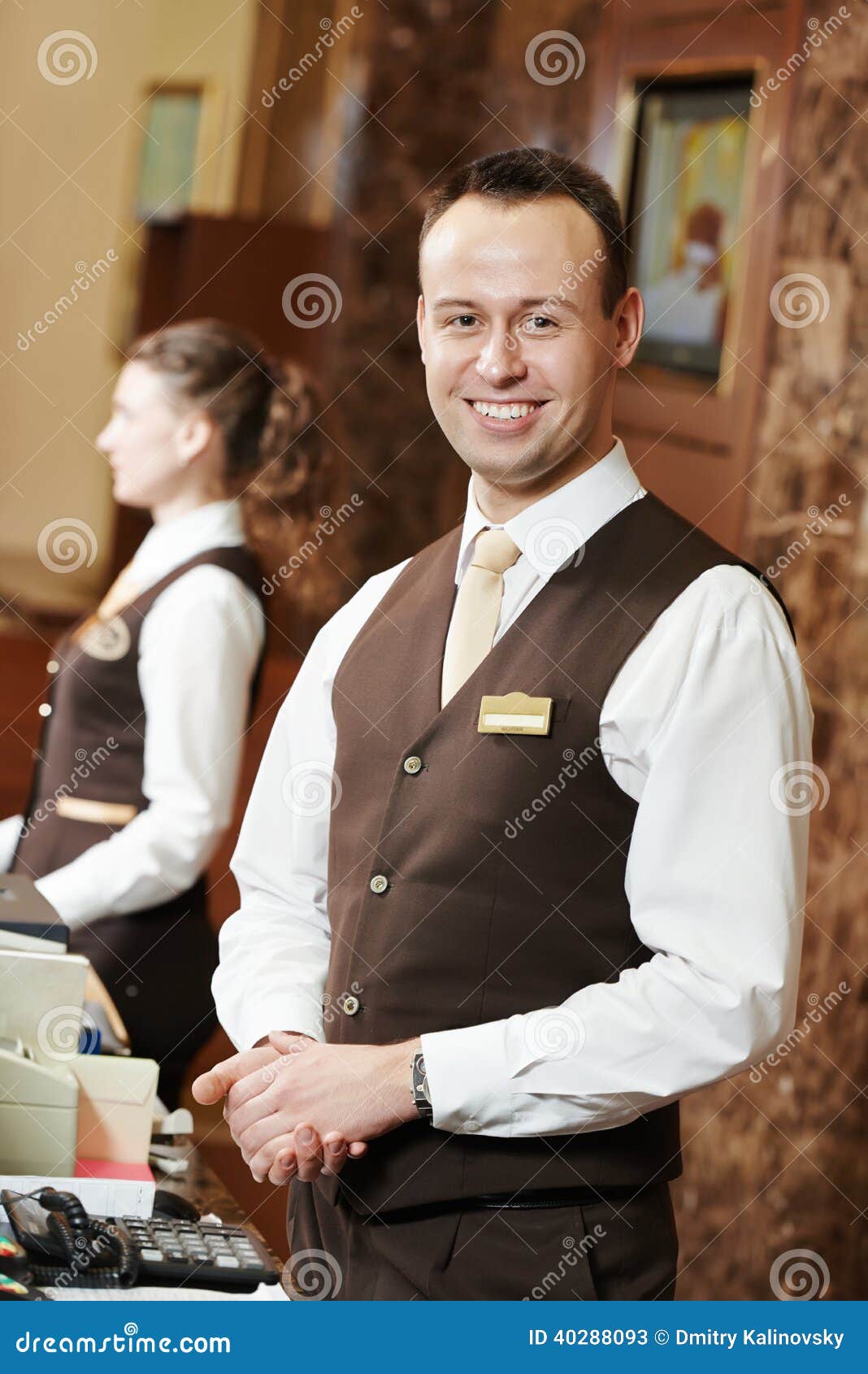 Hotel worker on reception stock image. Image of guest - 40288093