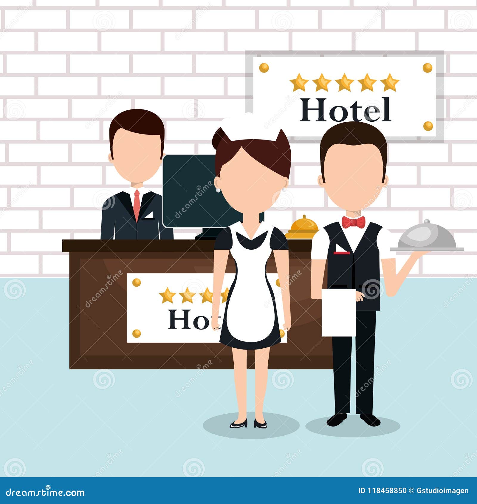 Hotel Workers Avatars Characters Stock Vector - Illustration of motel ...