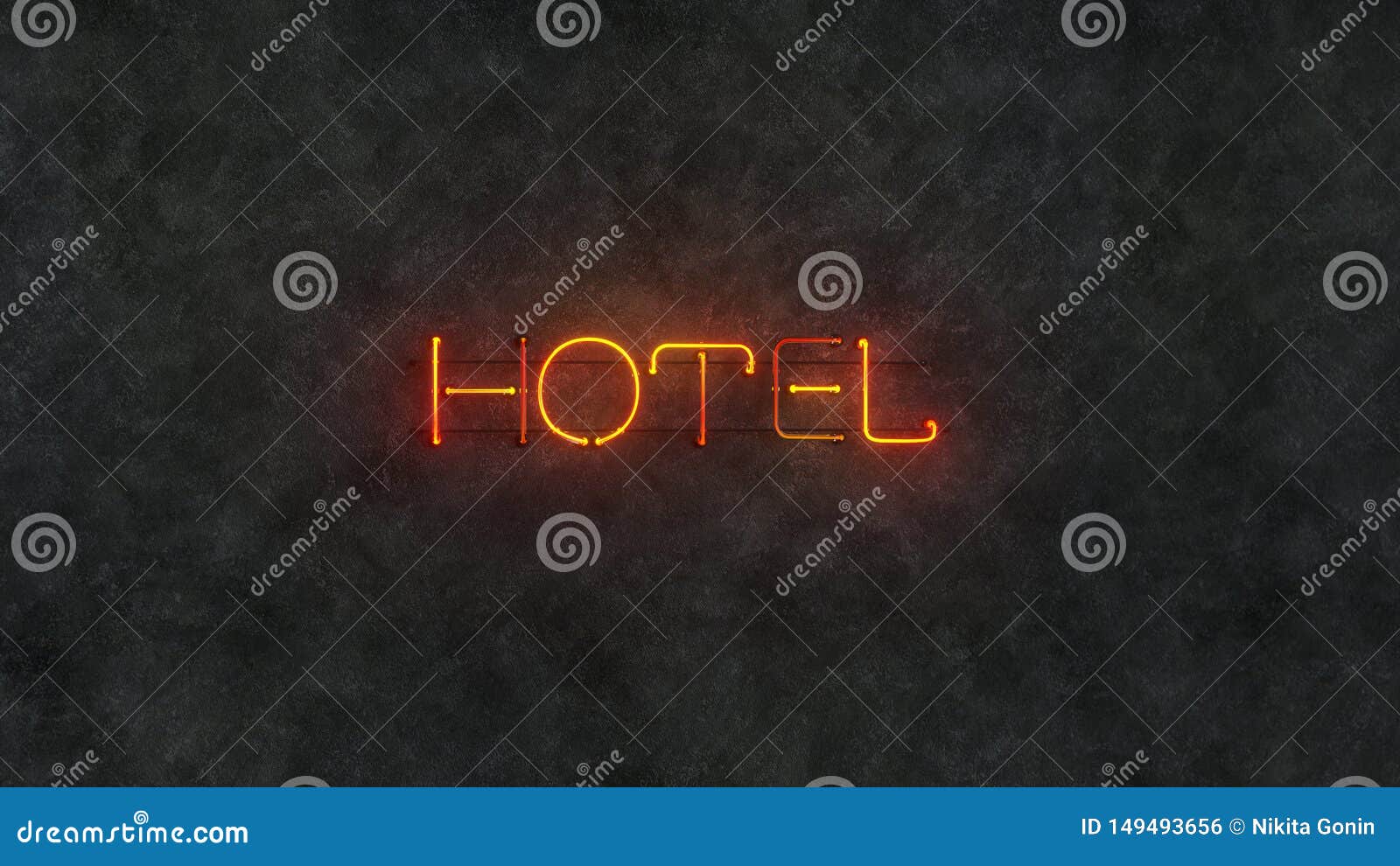 Hotel Yellow Neon Light Sign 3D Rendering Stock Illustration ...