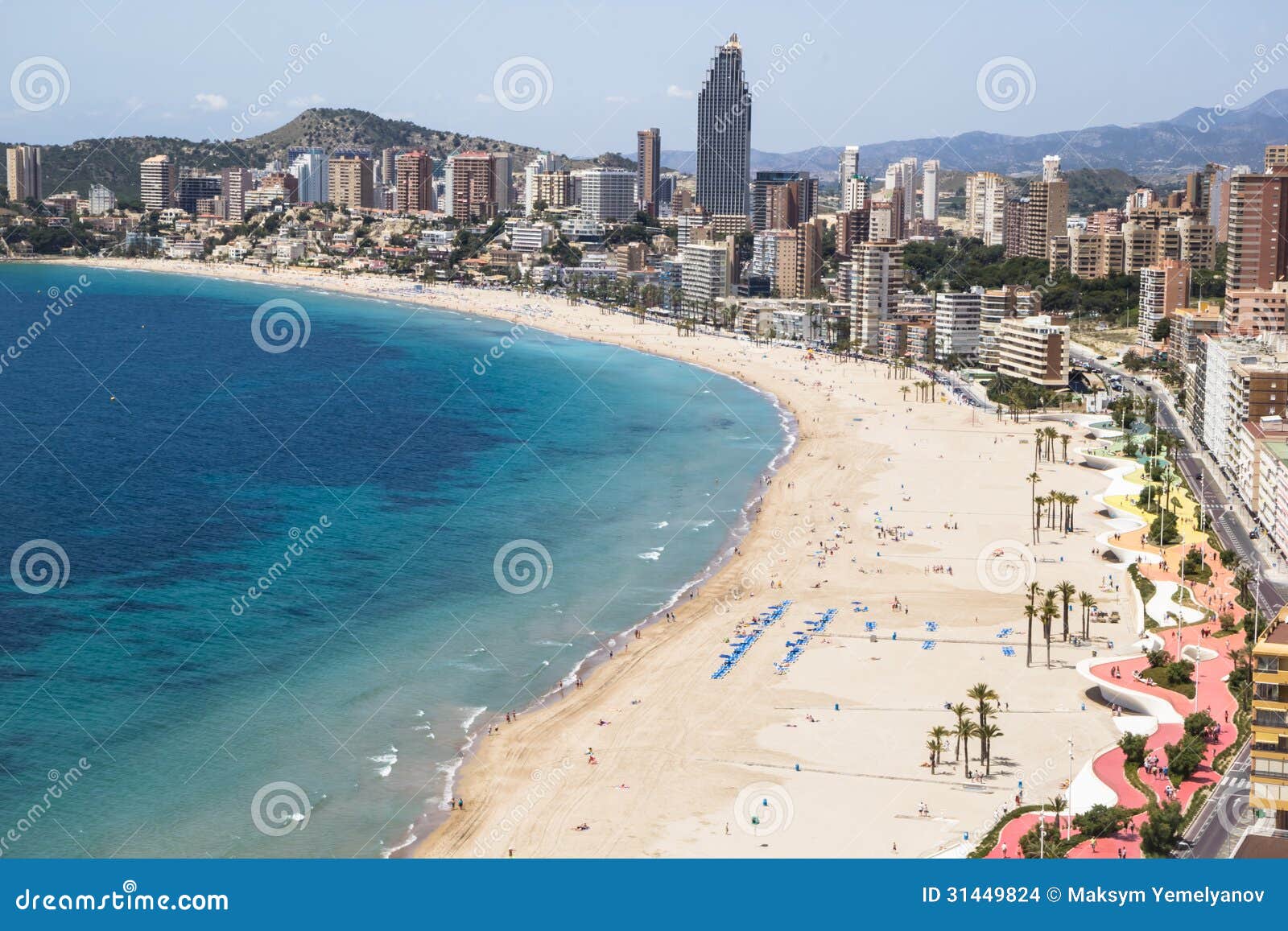 Hotels and Beach of Benidorm. Sky and Sea Stock Photo - Image of ...