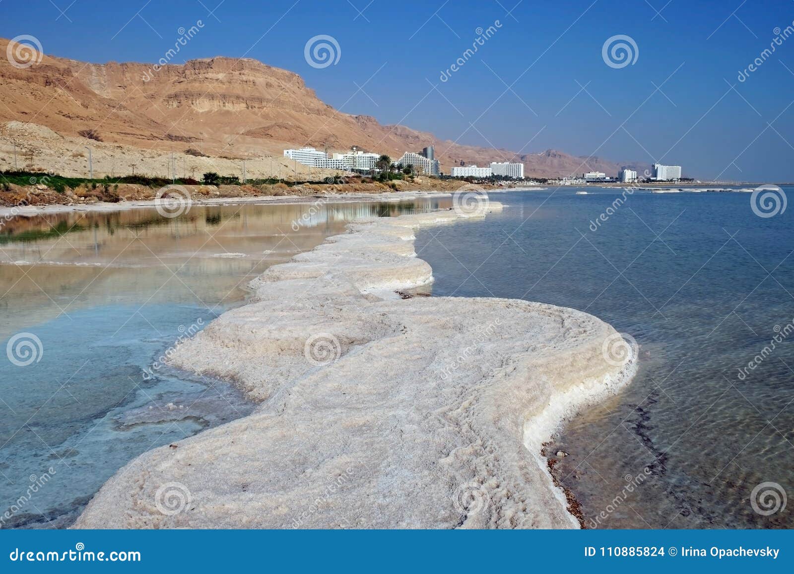 Morning on the Dead Sea in Ein Bokek Stock Photo - Image of tourism, hotel: 110885824