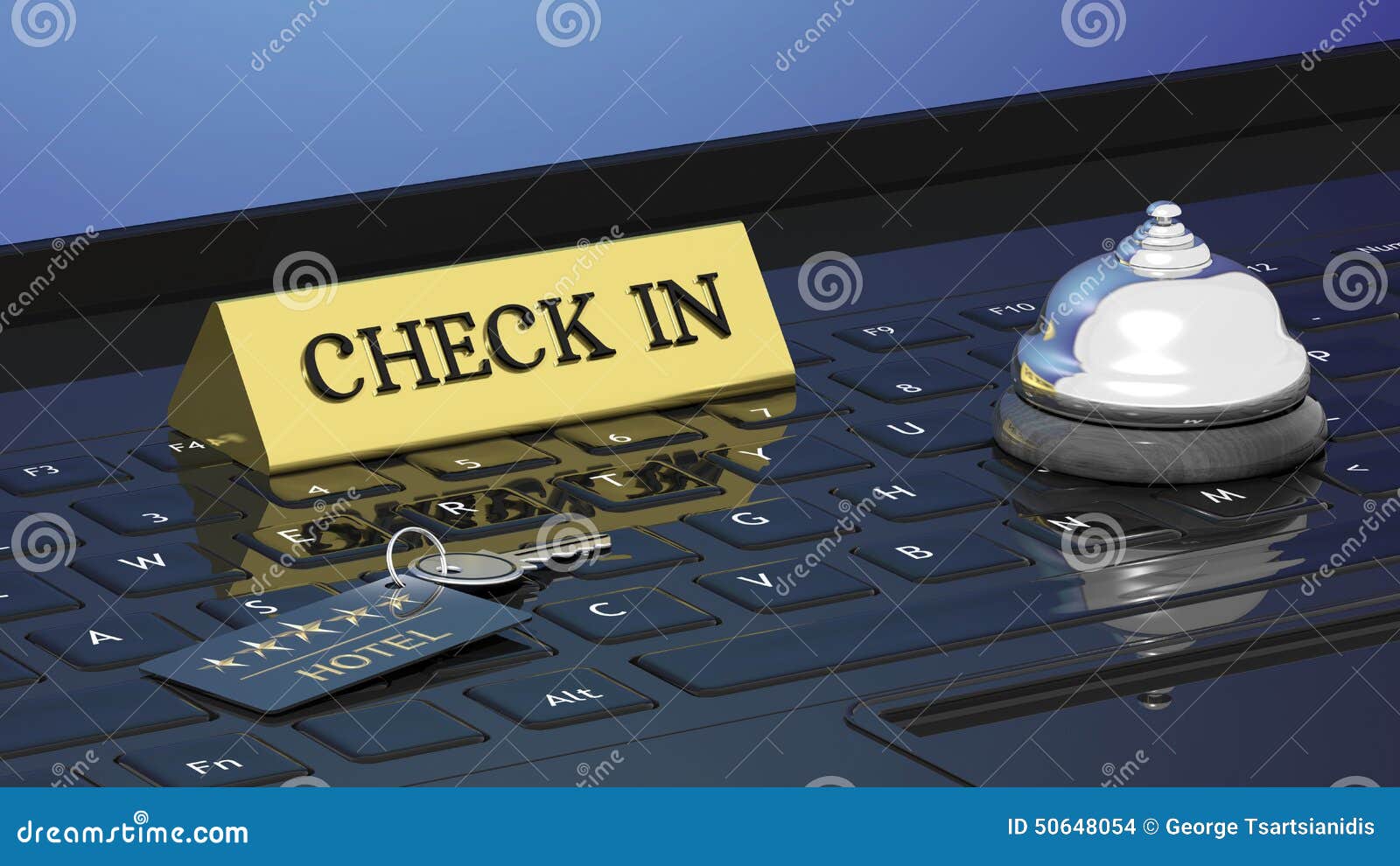 Hotels Room Key, Check in and Bell Stock Illustration - Illustration of ...