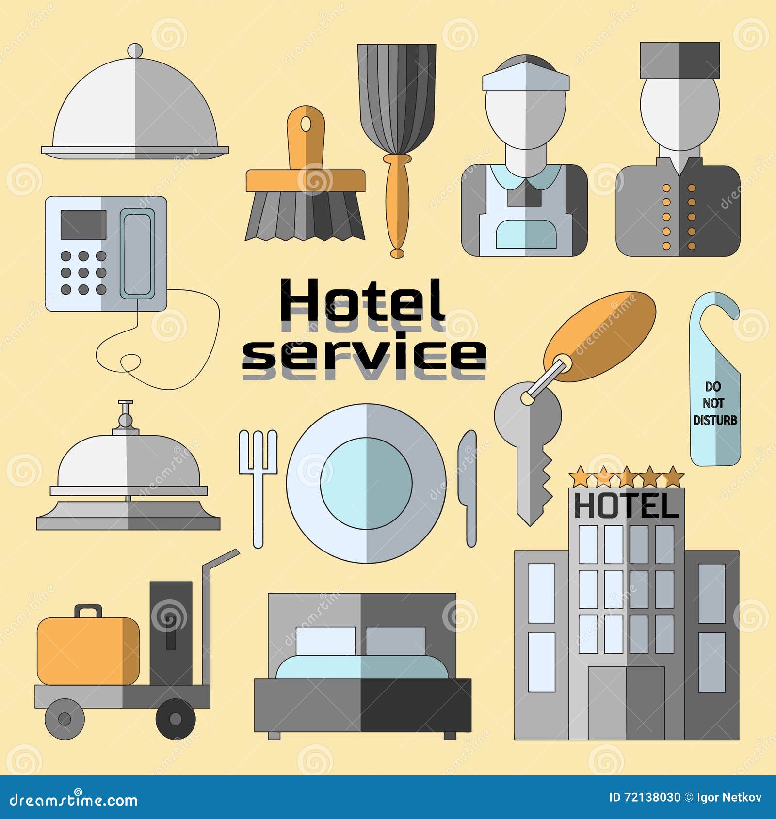 Hotelservice-Ikonen Eingestellt Vektor Abbildung - Illustration von ...