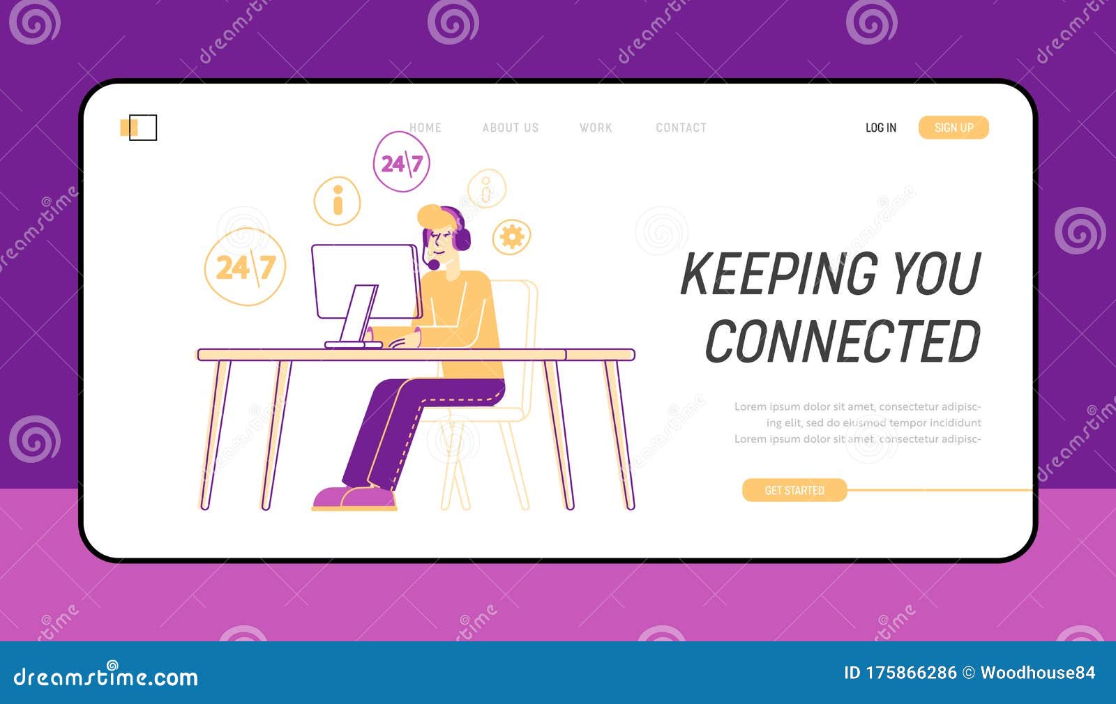 Hotline Call Center Customer Service Landing Page Template. Technical ...