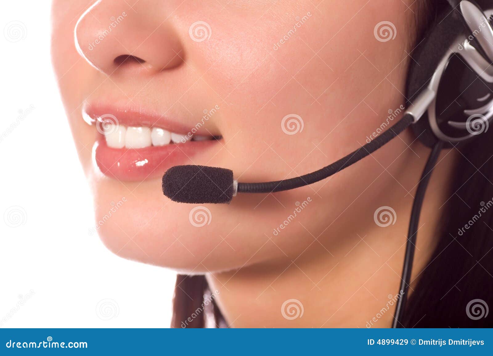 Hotline Operator with Headset Isolated on White Stock Image - Image of ...
