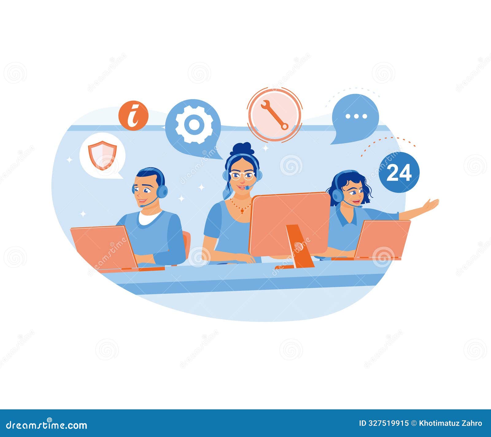 Hotline Operators Communicate with Clients. Providing Service To ...