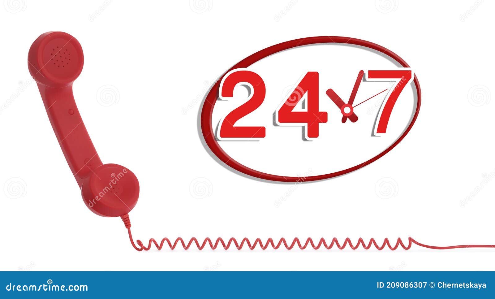 24/7 Hotline Service. Red Handset on White Background, Banner Design ...