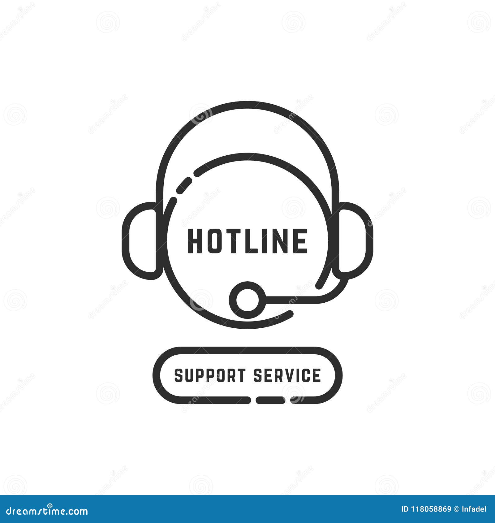 Hotline Support Service Black Thin Line Logo Stock Vector ...