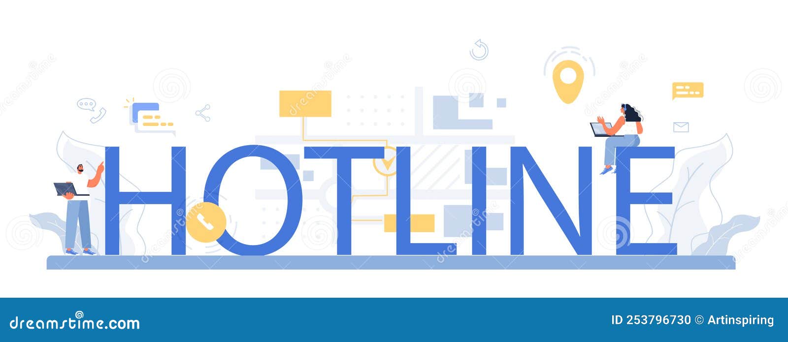 Hotline Typographic Header. Technical Support or Customer Service Stock ...